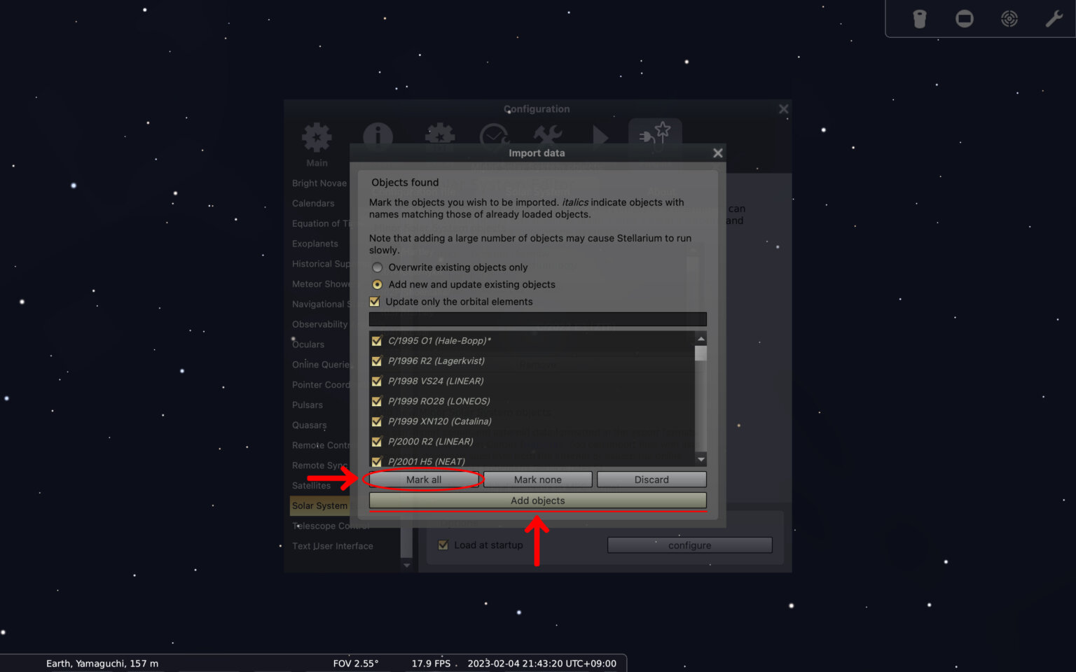 Stellarium(ステラリウム)に新規彗星を追加する - Astro Imaging